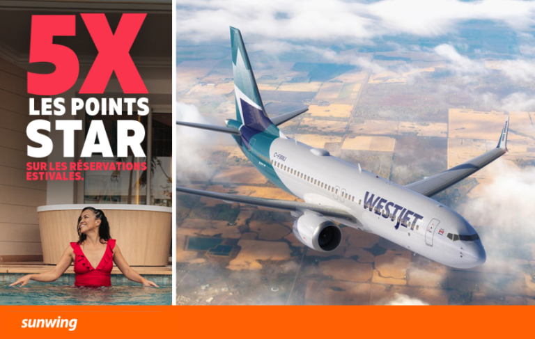 5X les points STAR avec Vacances Sunwing sur WestJet